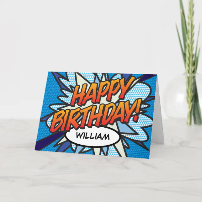 HAPPY BIRTHDAY Comic Book Pop Art Card | Zazzle