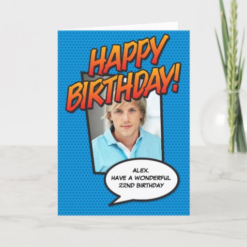 HAPPY BIRTHDAY Comic Book Pop Art Photo Card | Zazzle