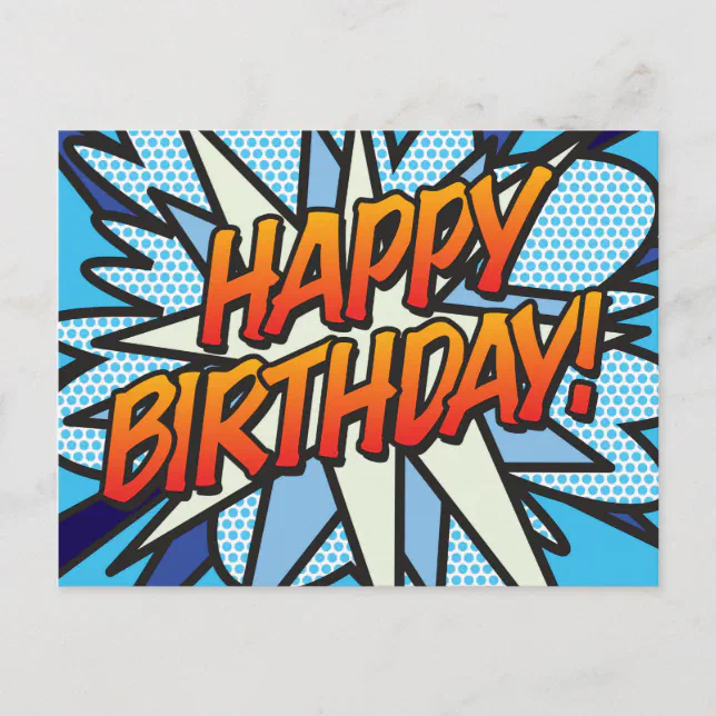 HAPPY BIRTHDAY Comic Book Pop Art Postcard | Zazzle