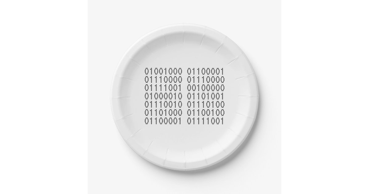 Happy Birthday Computer Binary Code Paper Plates | Zazzle