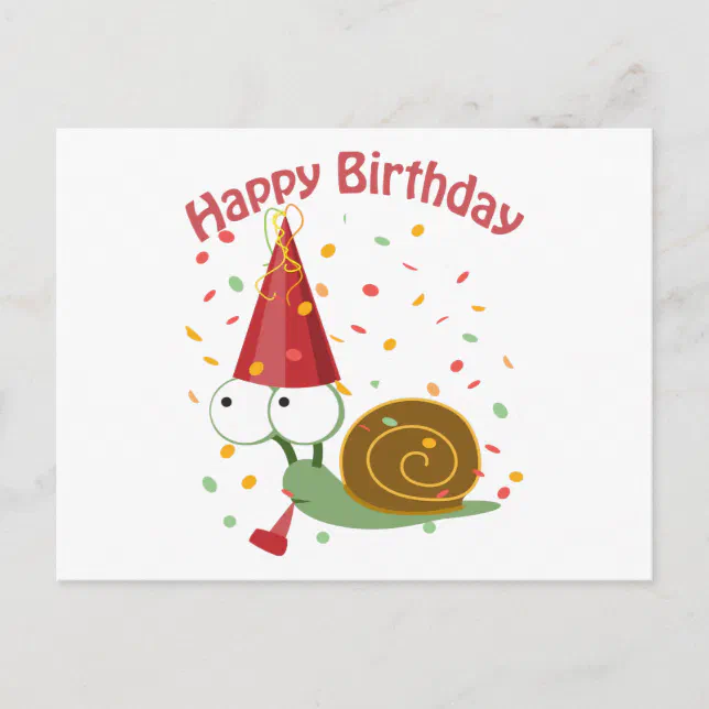 Happy Birthday! Confetti Snail Postcard | Zazzle