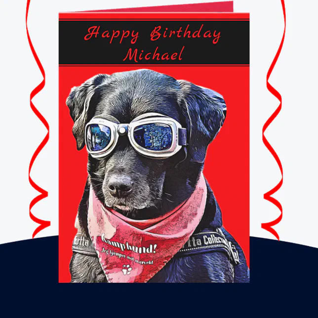 Happy Birthday Cool Dude Black Lab Dog Card | Zazzle