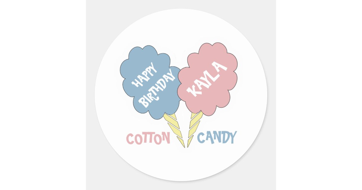 Happy Birthday Cotton Candy Classic Round Sticker | Zazzle