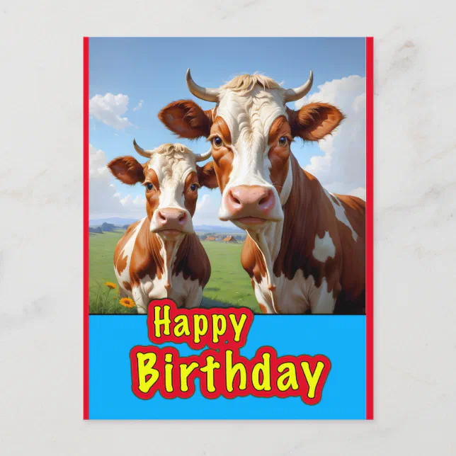 happy birthday cows postcard | Zazzle