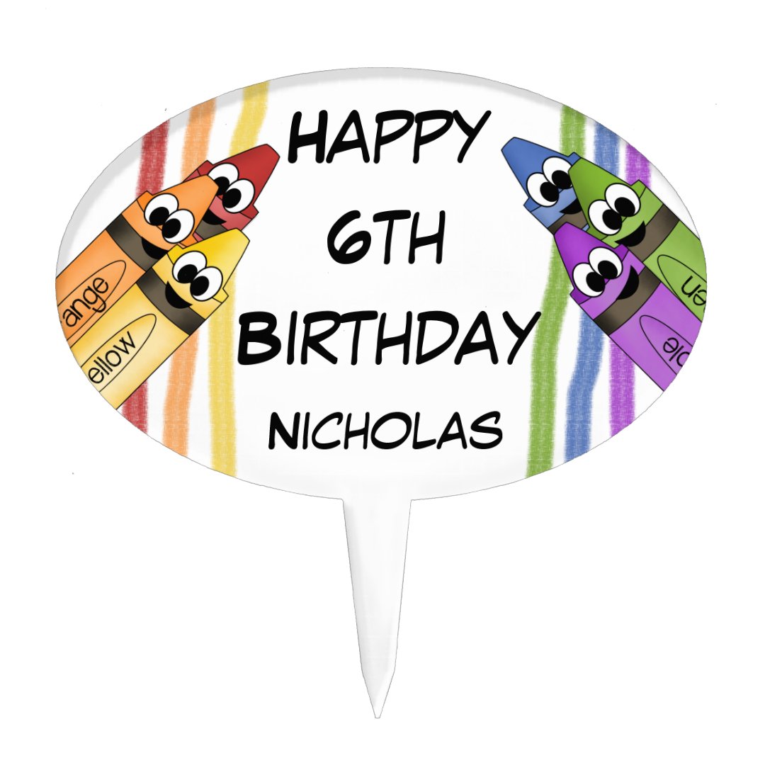 Happy Birthday Crayons Cake Topper | Zazzle