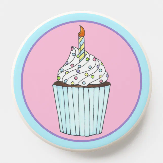 Happy Birthday Cupcake Cake Sprinkles Party Favor PopSocket | Zazzle