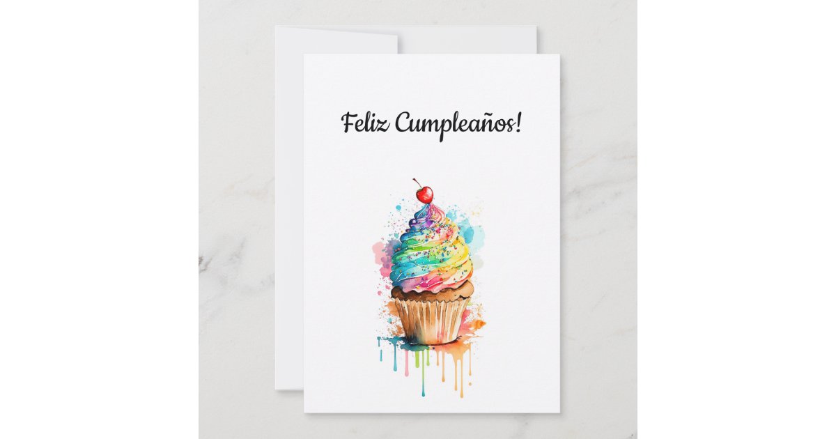 Happy Birthday Cupcake Card In Spanish | Zazzle