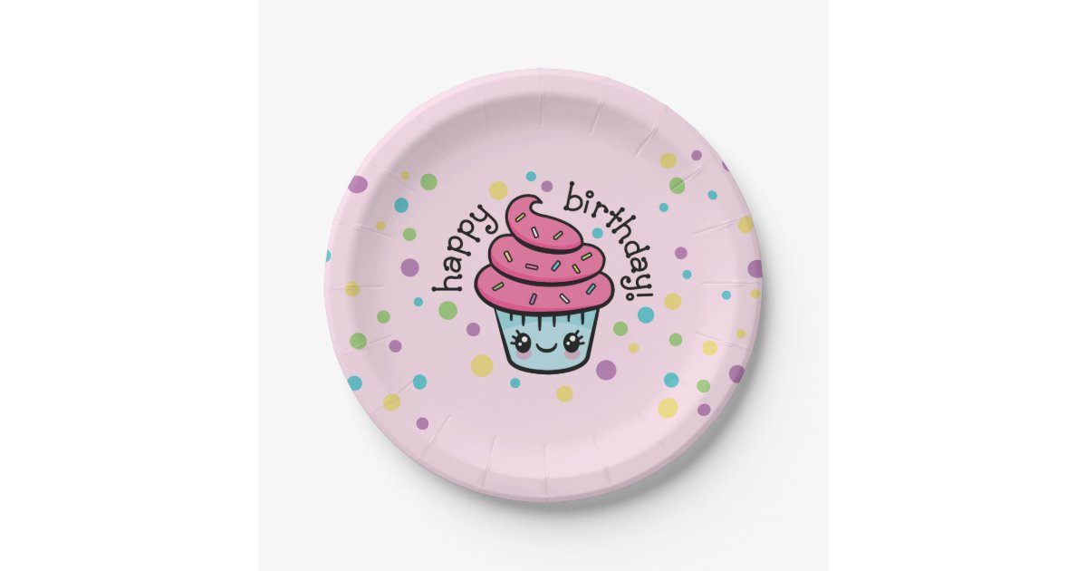 Happy Birthday Cupcake paper plates | Zazzle