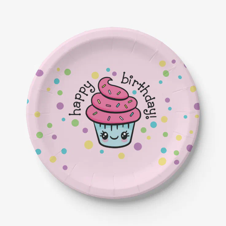 Happy Birthday Cupcake paper plates | Zazzle