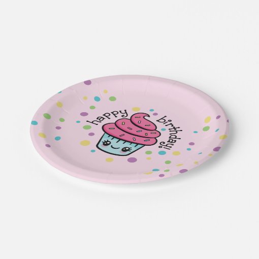 Happy Birthday Cupcake paper plates | Zazzle