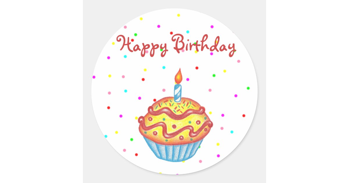 Happy Birthday Cupcake Sticker | Zazzle