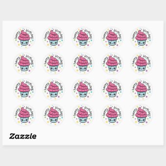 Happy Birthday Cupcake stickers | Zazzle