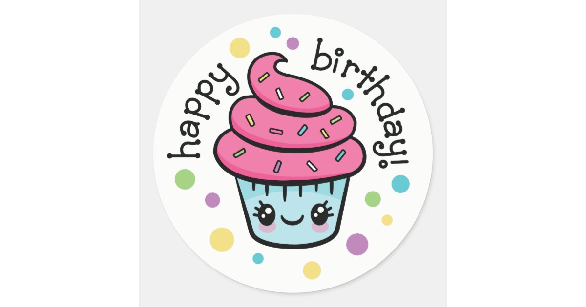 Happy Birthday Cupcake stickers | Zazzle