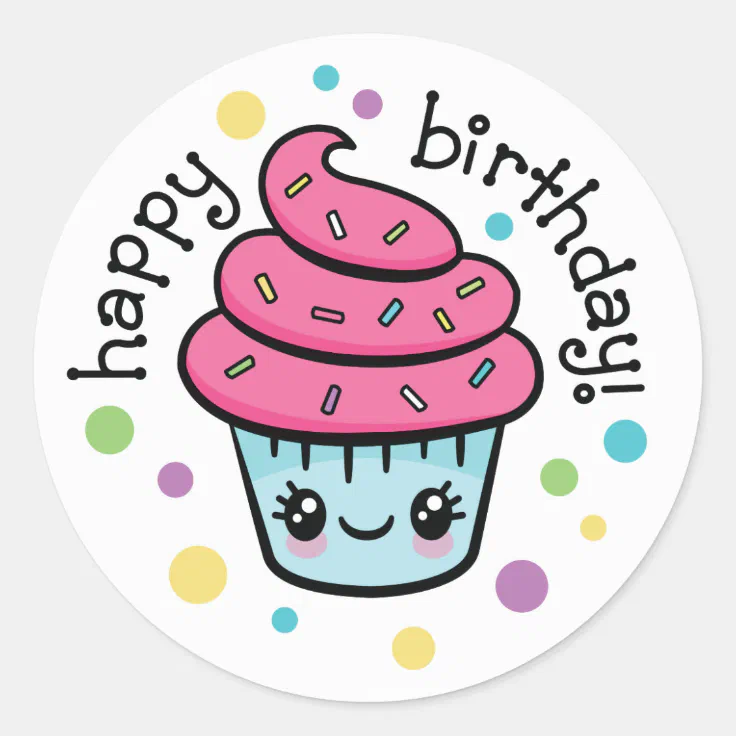 Happy Birthday Cupcake stickers | Zazzle
