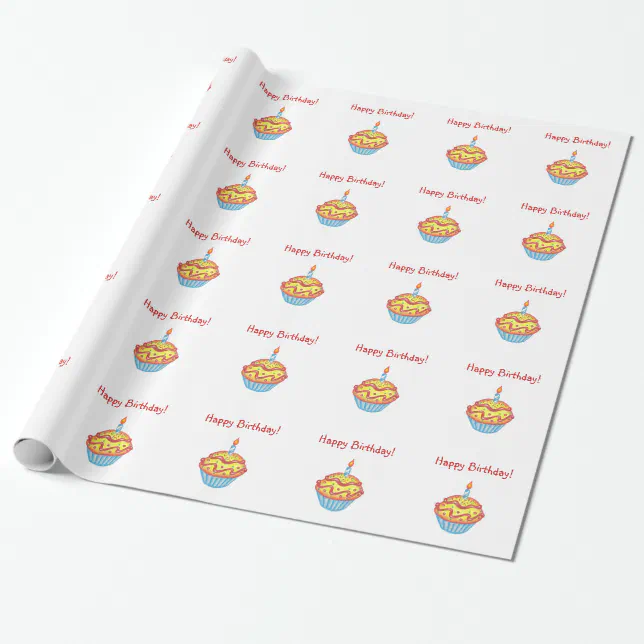 Happy Birthday Cupcake Wrapping Paper | Zazzle