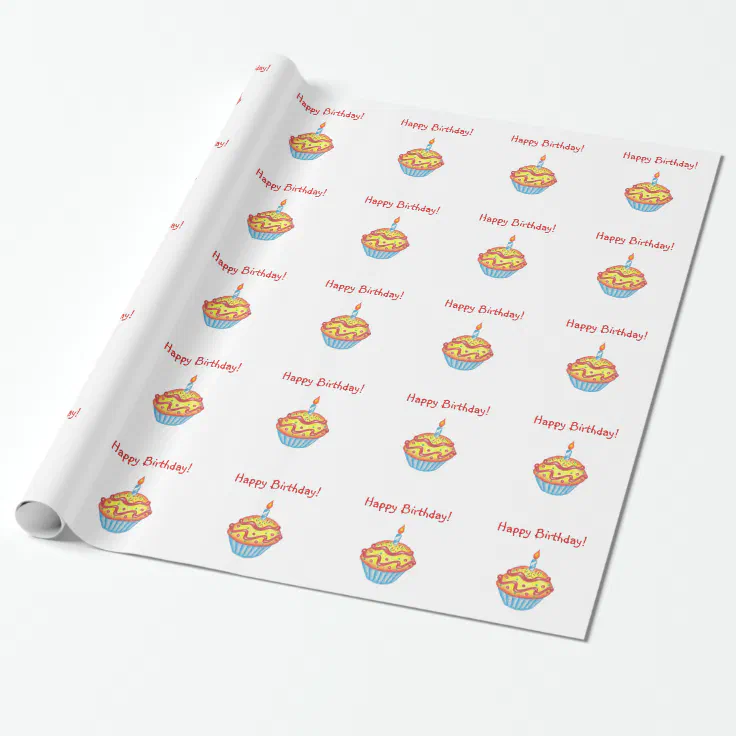 Happy Birthday Cupcake Wrapping Paper | Zazzle