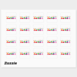 Happy Birthday Cupcakes Square Sticker | Zazzle