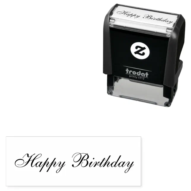 Happy Birthday Cursive Script Text Template Self-inking Stamp | Zazzle