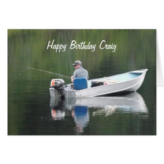 Happy Birthday Custom Name Fishing on Lake in Boat Card | Zazzle.com