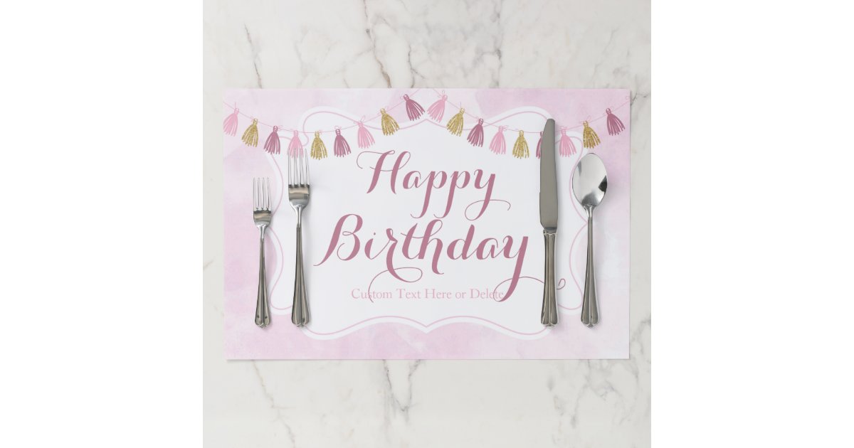 Happy Birthday Custom Paper Placemat | Zazzle