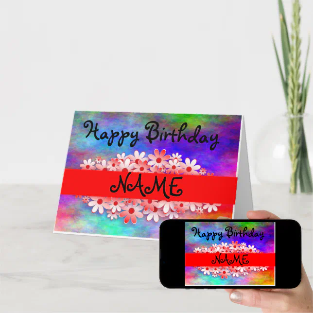 Happy Birthday Customize Name Card | Zazzle