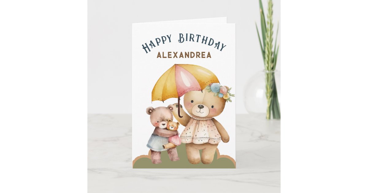 Happy Birthday Cute Bears Animals Personalize Card | Zazzle
