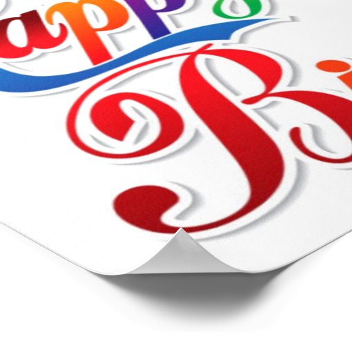 Happy birthday cute colored letters poster | Zazzle