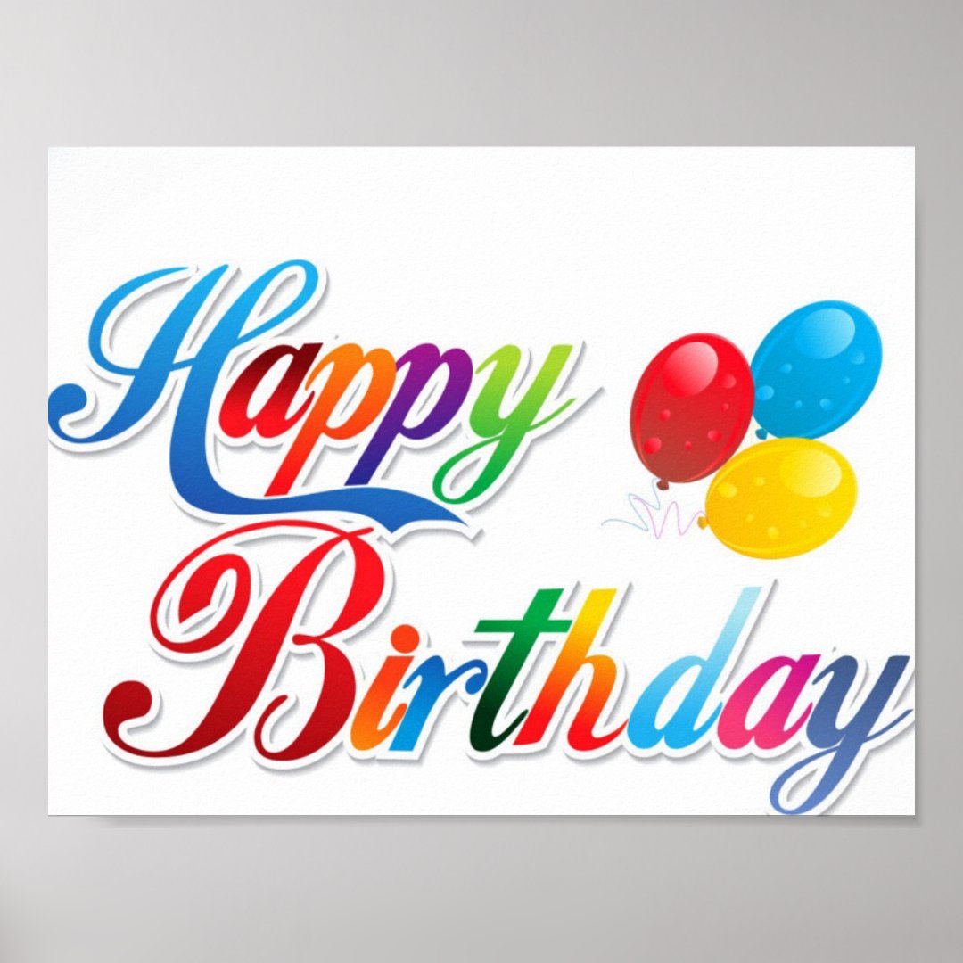 Happy birthday cute colored letters poster | Zazzle
