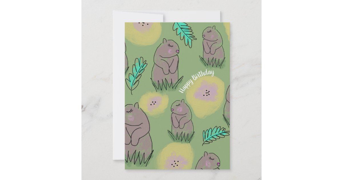Happy Birthday Cute Groundhog Card | Zazzle