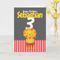 Happy Birthday Cute Lion Personalized Age And Name Card | Zazzle