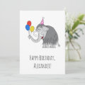 Happy Birthday Cute Mammoth Balloons Postcard | Zazzle