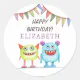 Happy Birthday Cute Monsters Classic Round Sticker | Zazzle