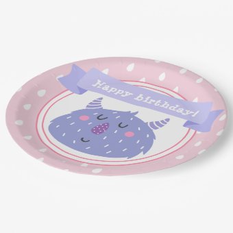 Happy birthday! Cute Purple Monster Paper Plates | Zazzle