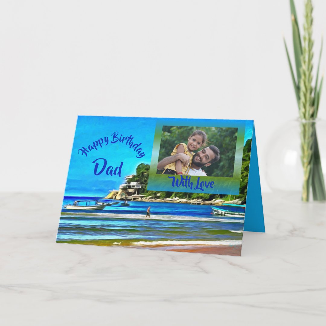 Happy Birthday Dad Fishing Boats 0346 Card | Zazzle