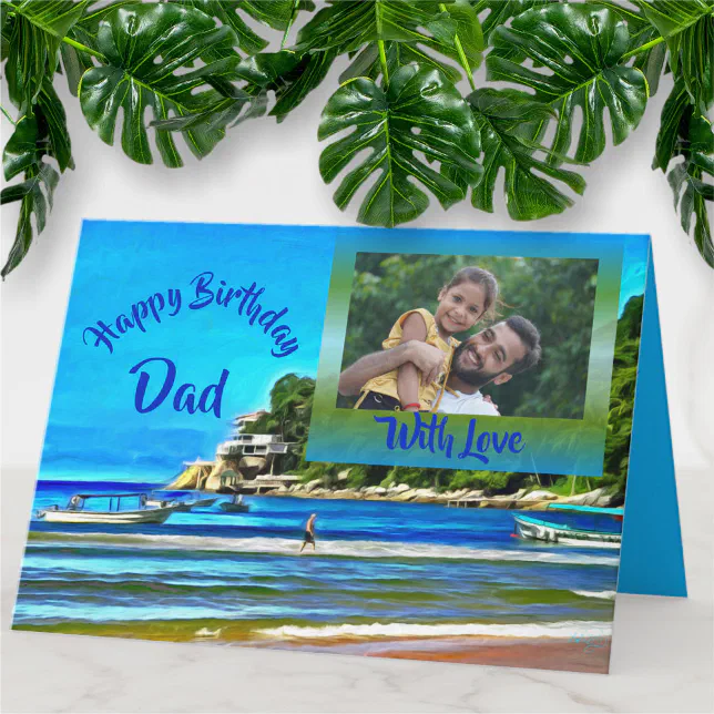 Happy Birthday Dad Fishing Boats 0346 Card | Zazzle