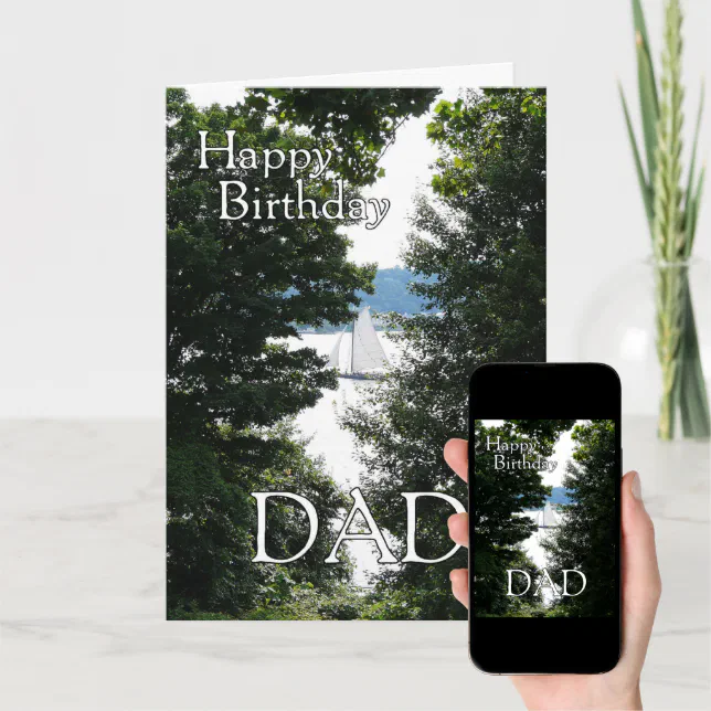 Happy Birthday Dad-Sailboat through trees Card | Zazzle