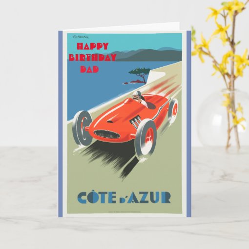 Happy Birthday Dad Vintage Racing Car Card | Zazzle