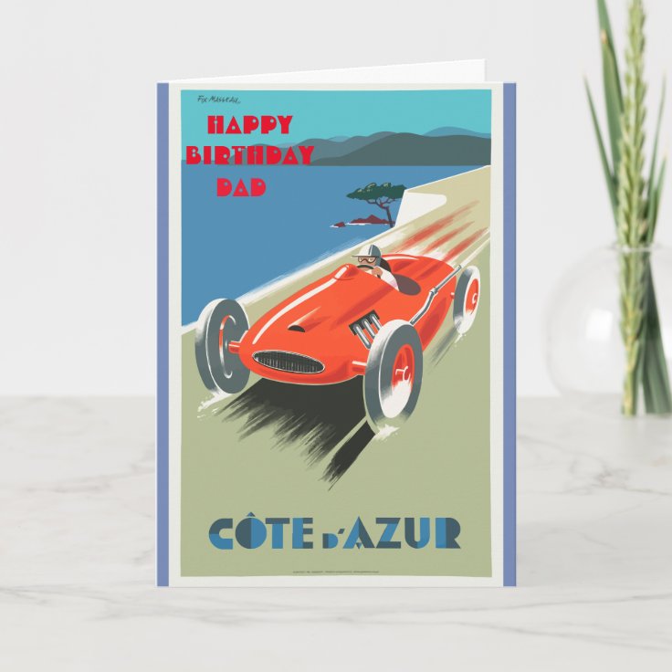 Happy Birthday Dad Vintage Racing Car Card | Zazzle
