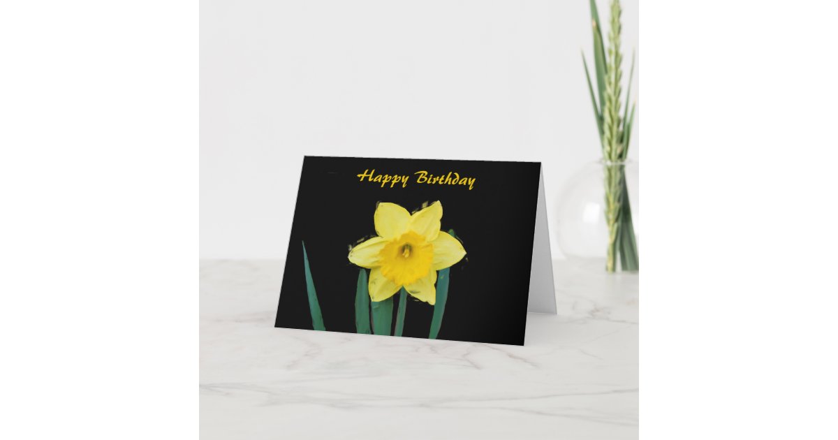 Happy Birthday Daffodil in Oils Card | Zazzle