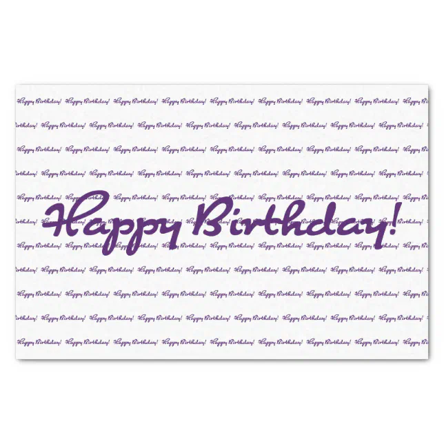 Happy Birthday! Dark Purple Casual Script Tissue Paper | Zazzle
