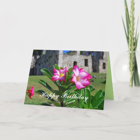 Happy Birthday Desert Rose Flowers at Sugar Mill Card | Zazzle.com