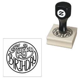 Happy Birthday design Rubber Stamp | Zazzle
