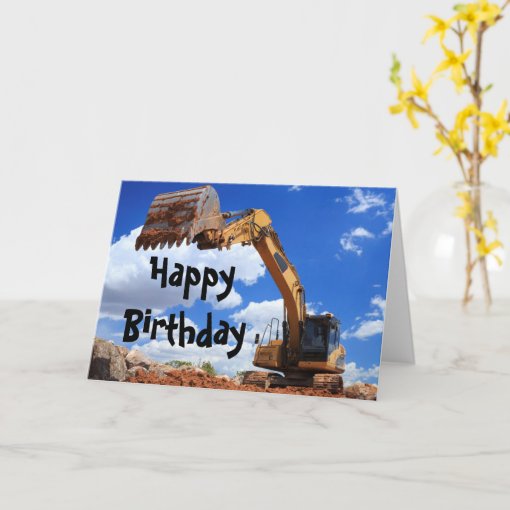 Happy Birthday Digger Tractor Card | Zazzle