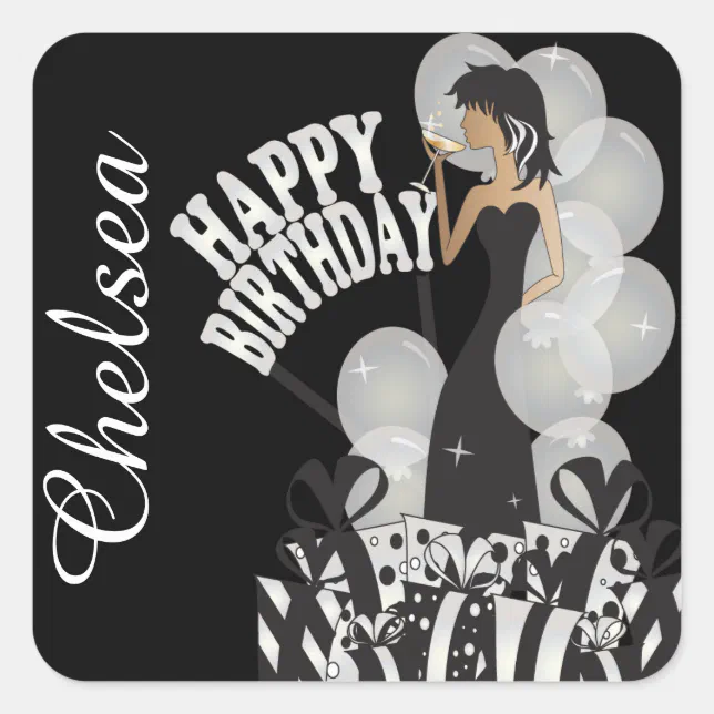 Happy Birthday Diva Girl | DIY Name | White Square Sticker | Zazzle