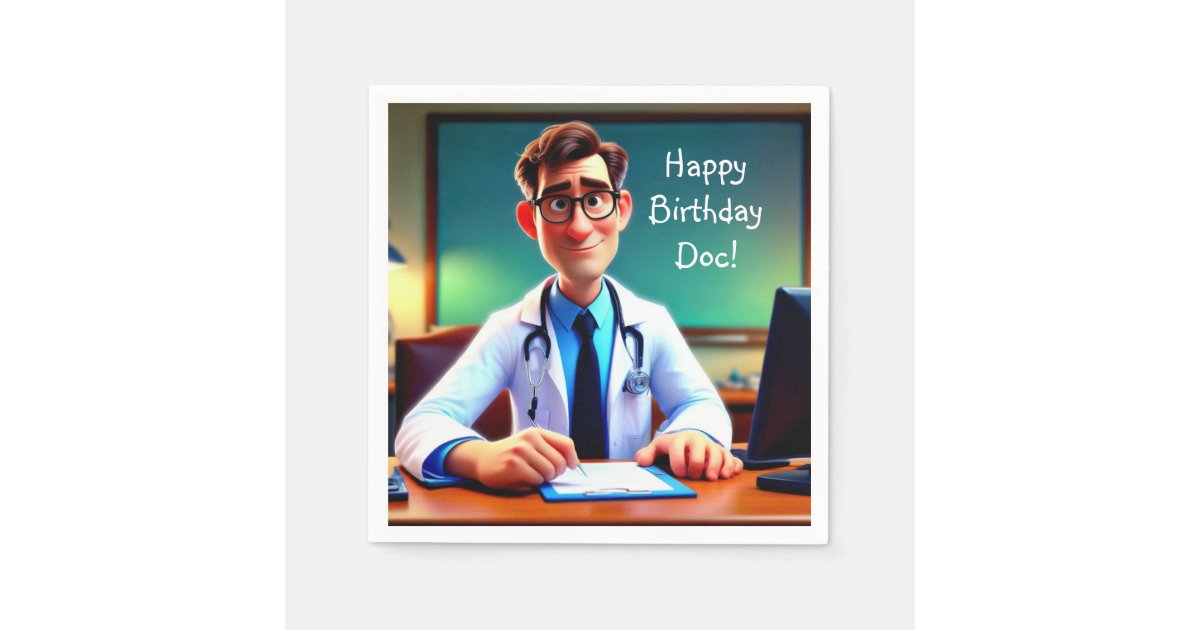 Happy Birthday Doc Napkins | Zazzle