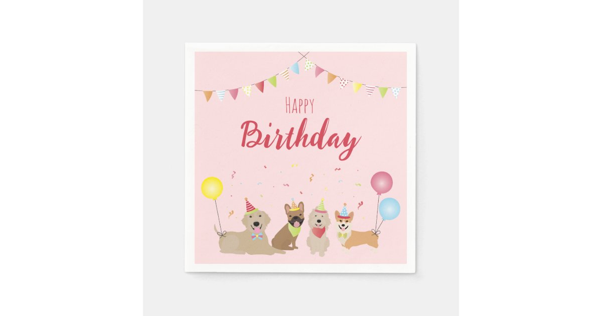 Happy Birthday Dog Party Napkins | Zazzle