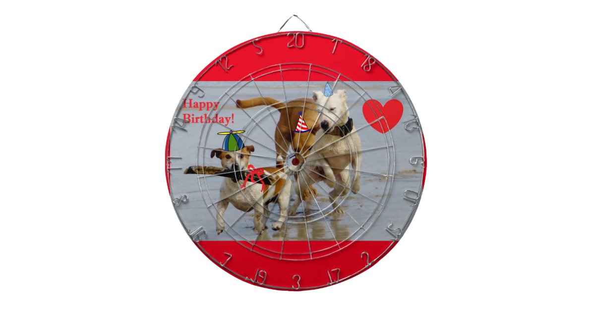 happy birthday dogs dart board | Zazzle