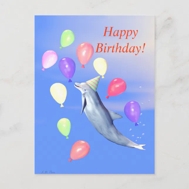 Happy Birthday Dolphin Postcard | Zazzle