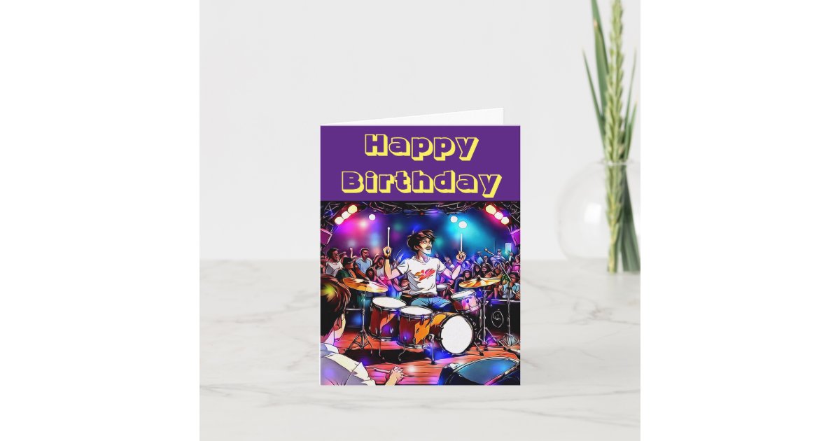 Happy birthday drummer guy card | Zazzle