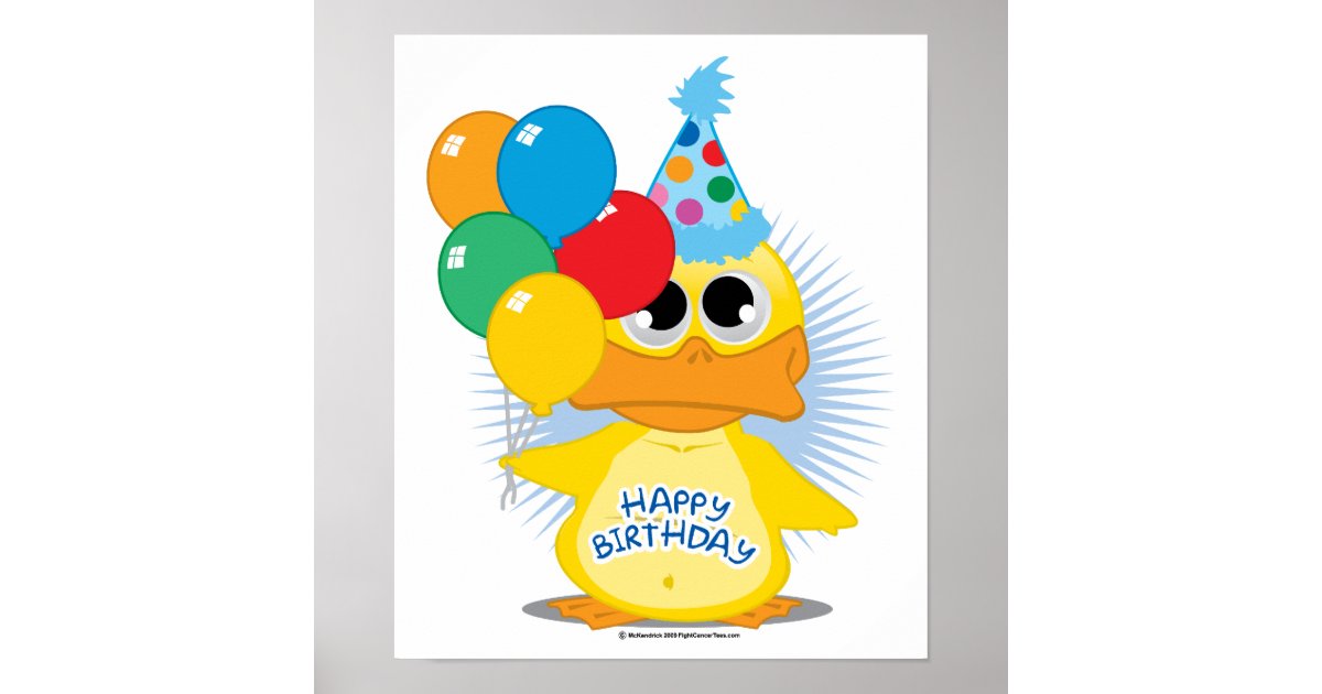 Happy Birthday Duck Poster | Zazzle